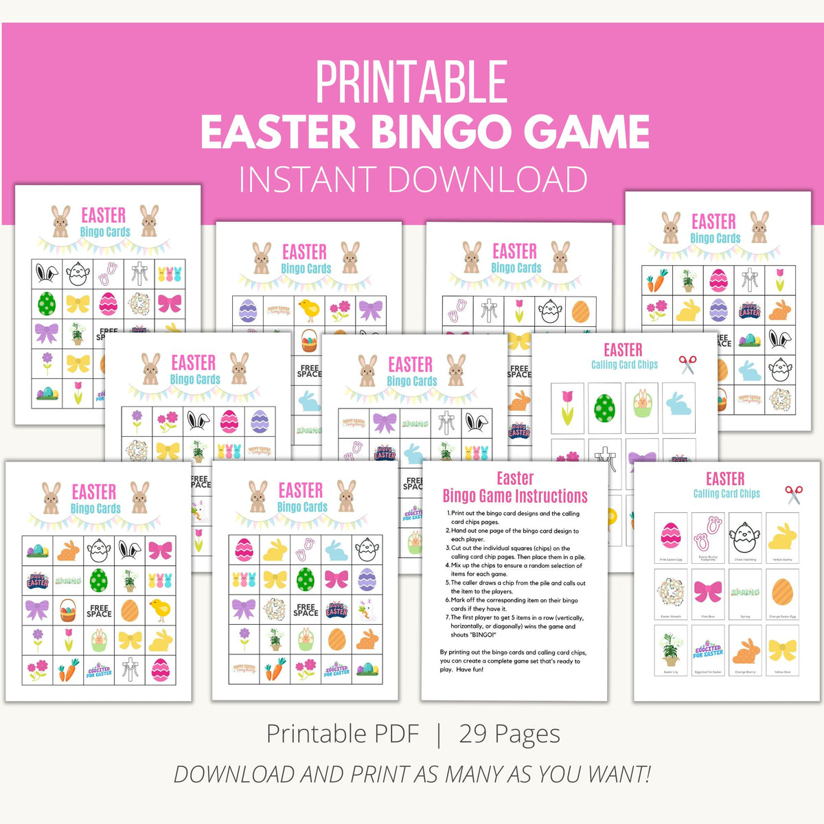 Easter Bingo Printable Game for Kids (Instant Download) – Add A Little ...
