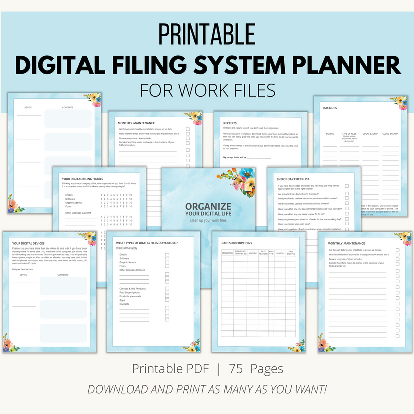 Digital Filing System Planner - Work Files – Add A Little Adventure