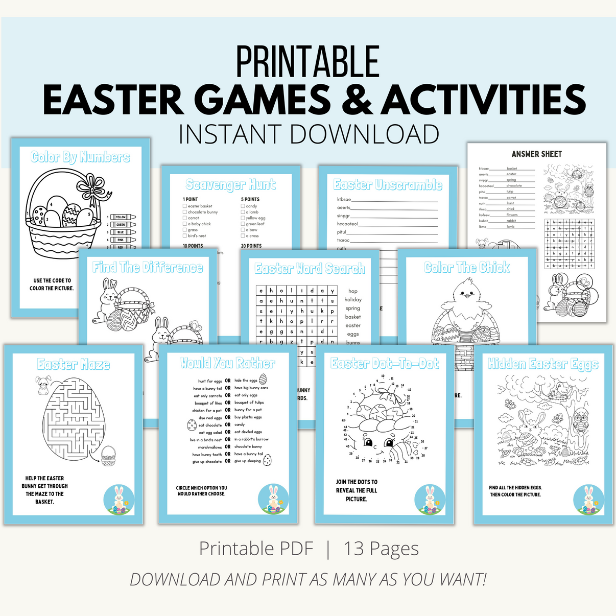 Easter Games and Activities Printable Pack for Kids (Instant Download ...